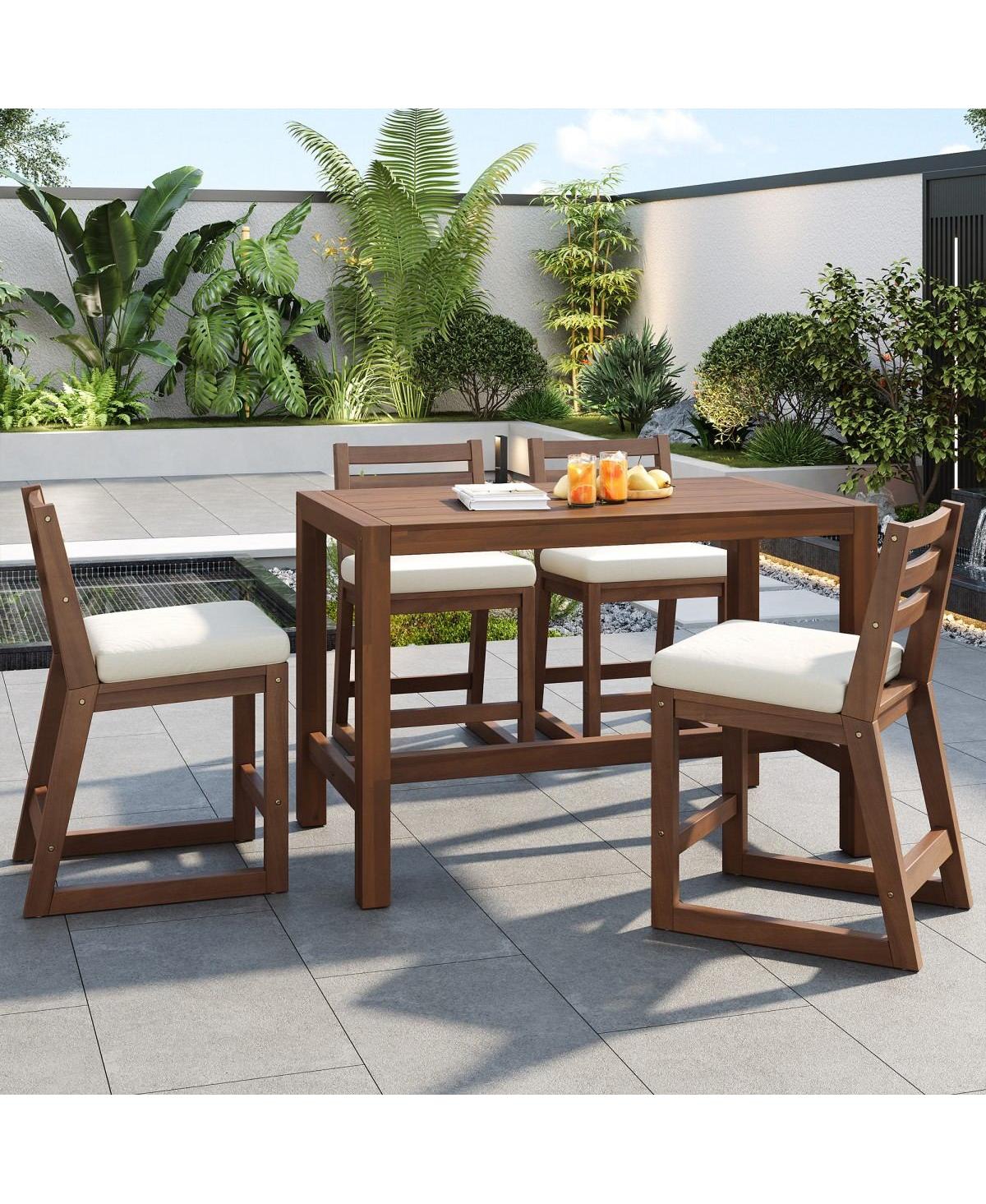 Click here for Asagikoiai 5-Piece Outdoor Bar Height Dining Set w... prices