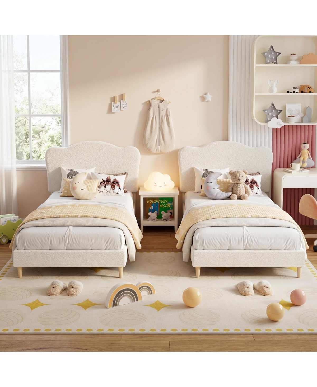 Click here for homfan 2 Pieces Twin Bed Frame for Kids - Upholste... prices