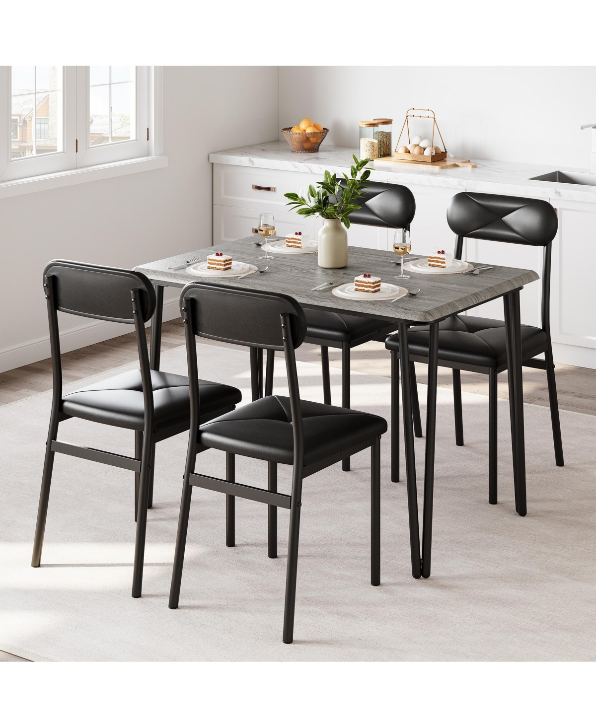 Click here for homfan 5-Piece Modern Dining Set  Pu Upholstered C... prices