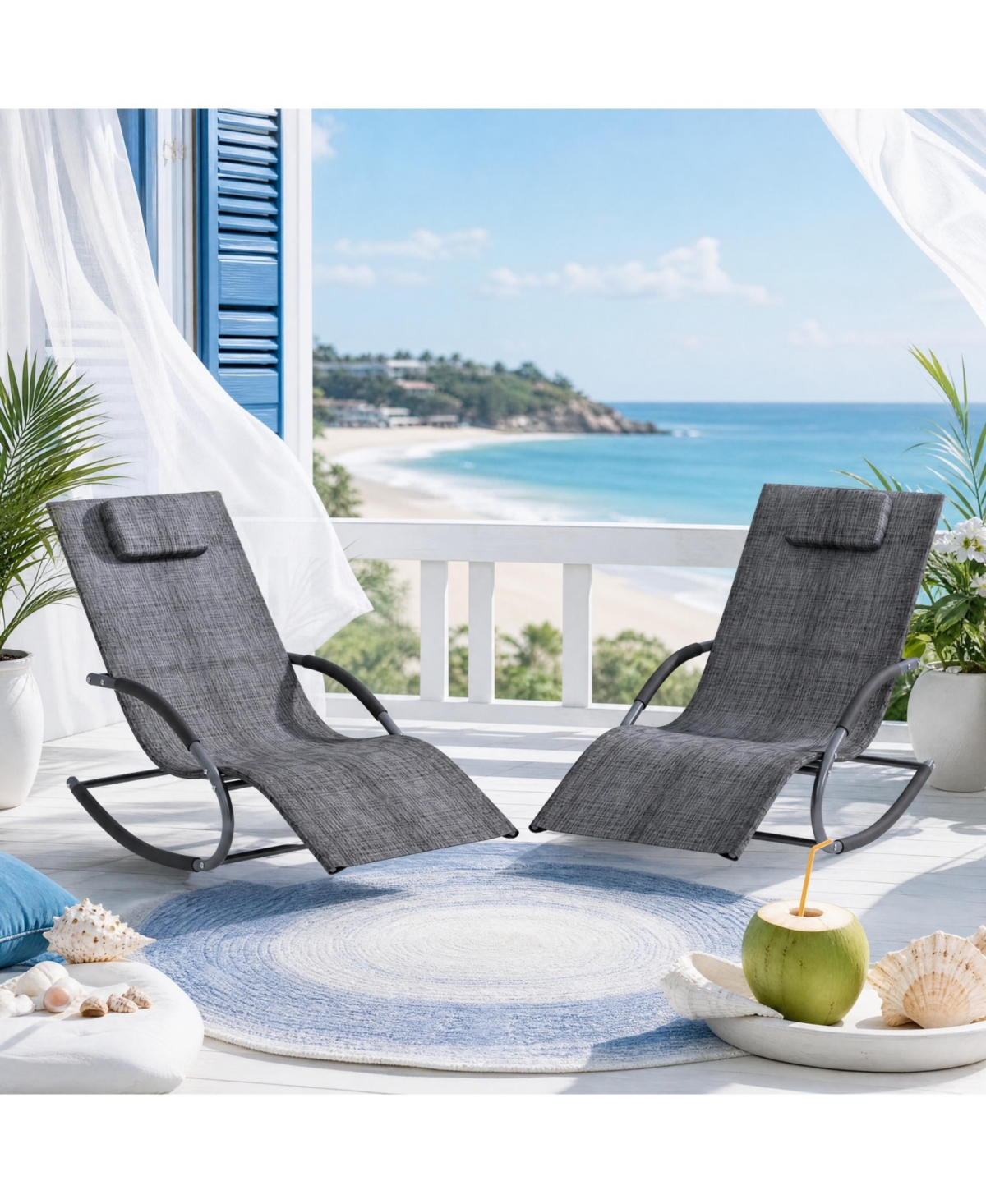Click here for homfan Set of 2 Outdoor Lounge Chairs  Patio Loung... prices