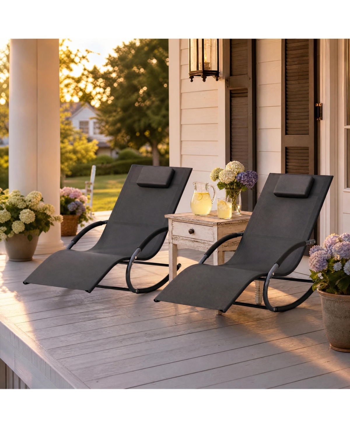Click here for homfan Set of 2 Outdoor Lounge Chairs  Patio Loung... prices