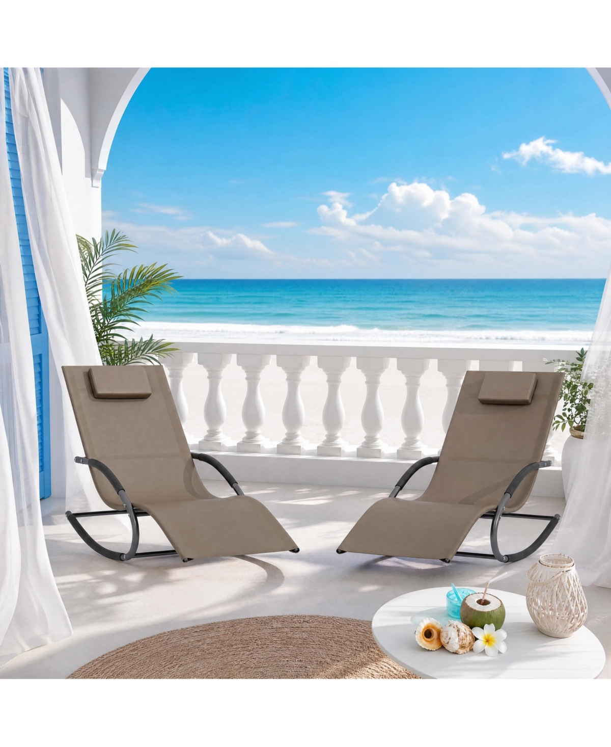 Click here for homfan Set of 2 Outdoor Lounge Chairs  Patio Loung... prices