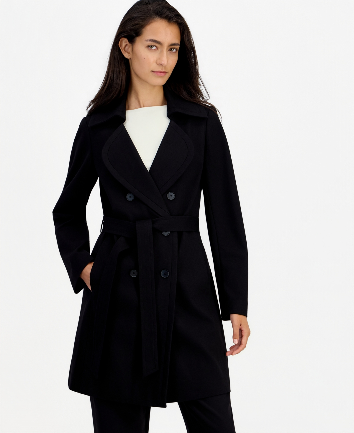 Click here for Bar Iii Womens Double Breasted Belted Trench Coat... prices