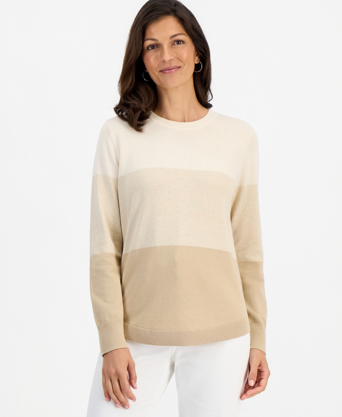 Click here for Style & Co Petite Crewneck Cotton Sweater  Macys E... prices
