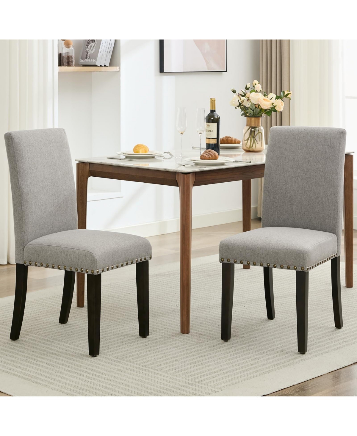 Click here for gaomon Set of 2 Farmhouse Linen Upholstered Parson... prices