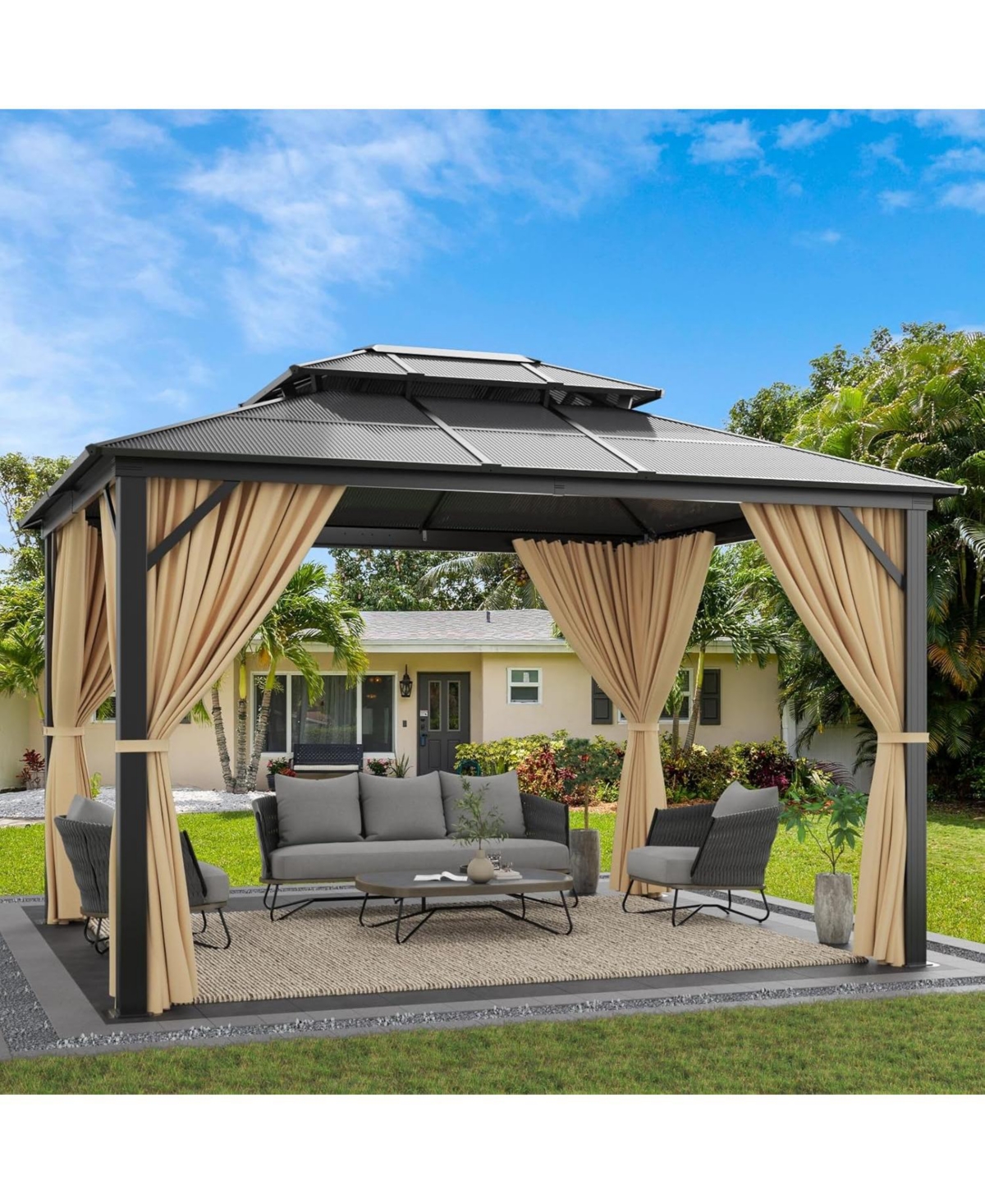 Click here for gaomon 10 x 12 feet Hardtop Gazebo  Outdoor Alumin... prices