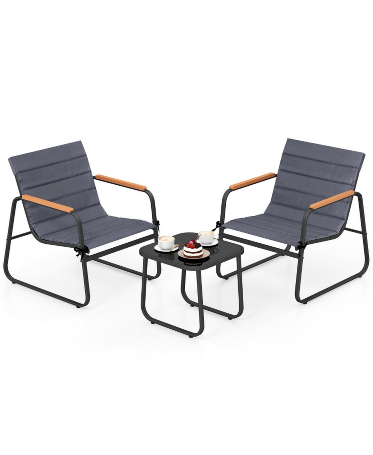 Click here for Sugift 3-Piece Fabric Patio Bistro Set with Temper... prices