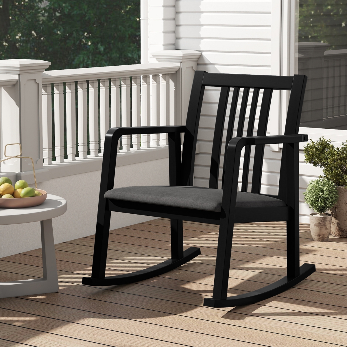 Click here for Sugift Solid Rubber Wood Rocking Chair with Cushio... prices