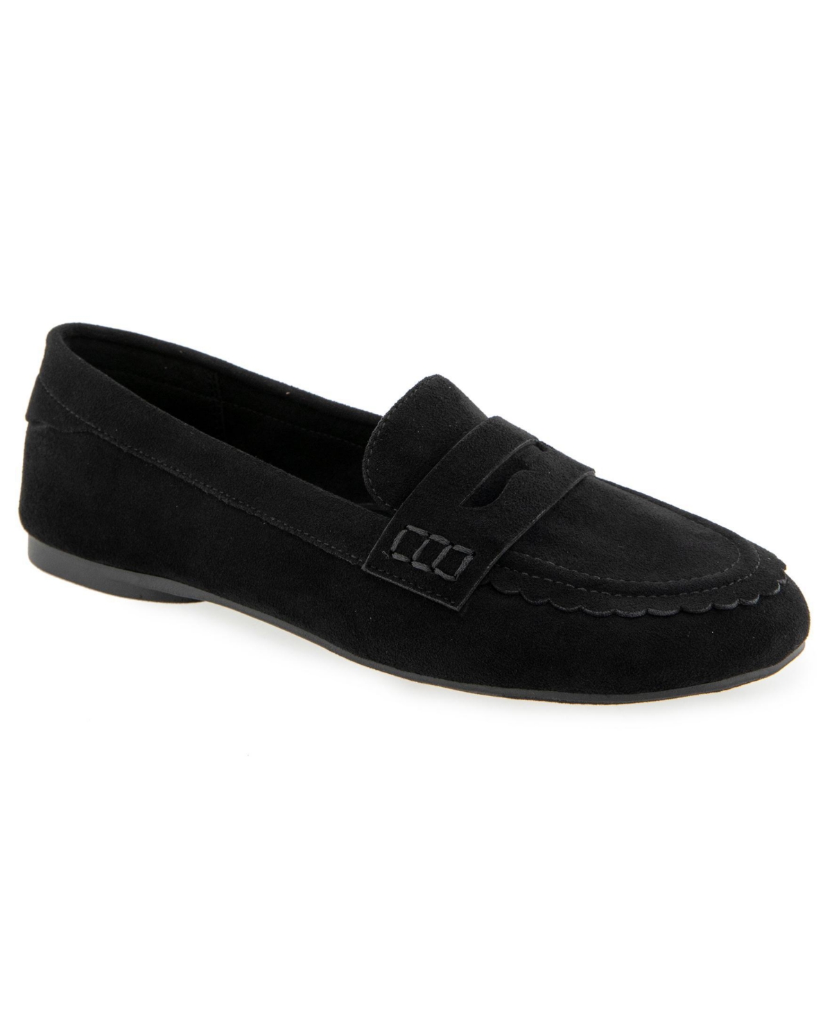 Click here for Kensie Womens Paola Scalloped Edge Loafer - Black prices