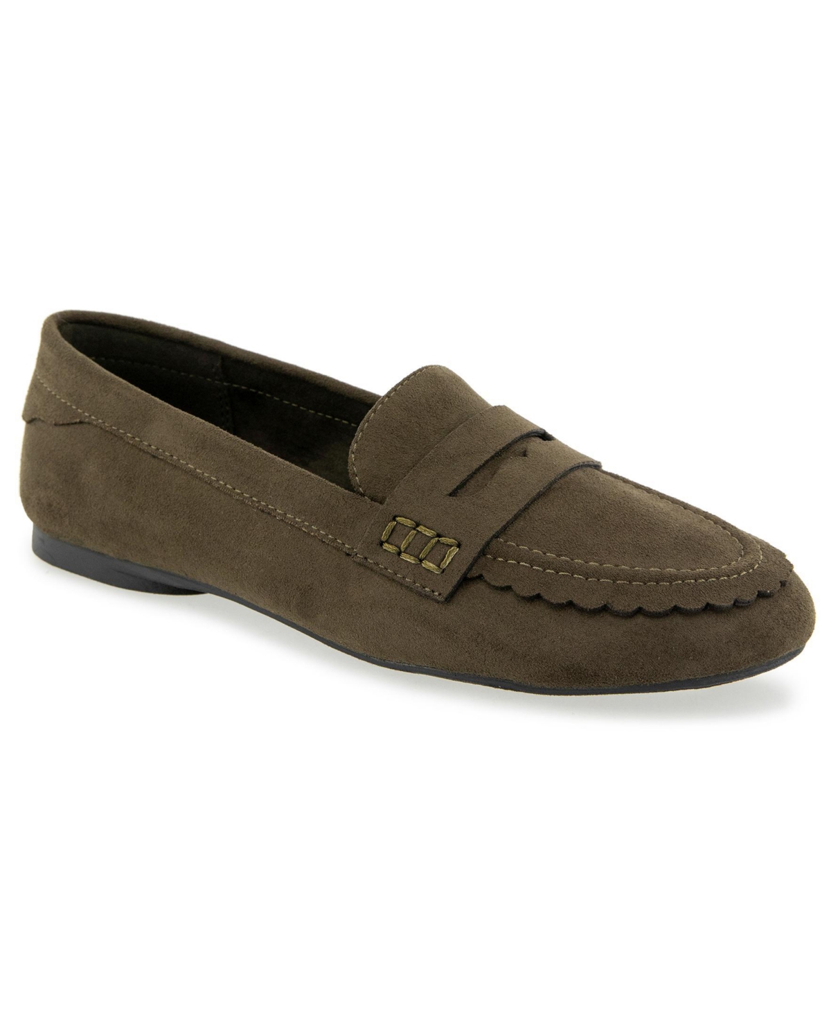 Click here for Kensie Womens Paola Scalloped Edge Loafer - Olive prices