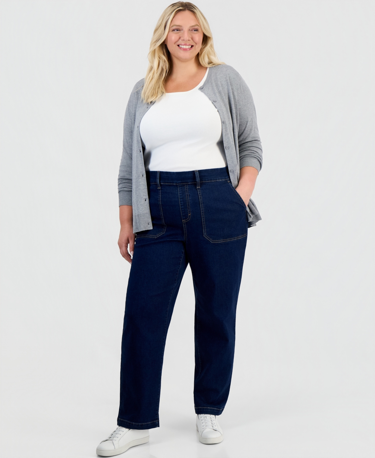 Click here for Style & Co Plus Size High-Rise Straight-Leg Pull-O... prices