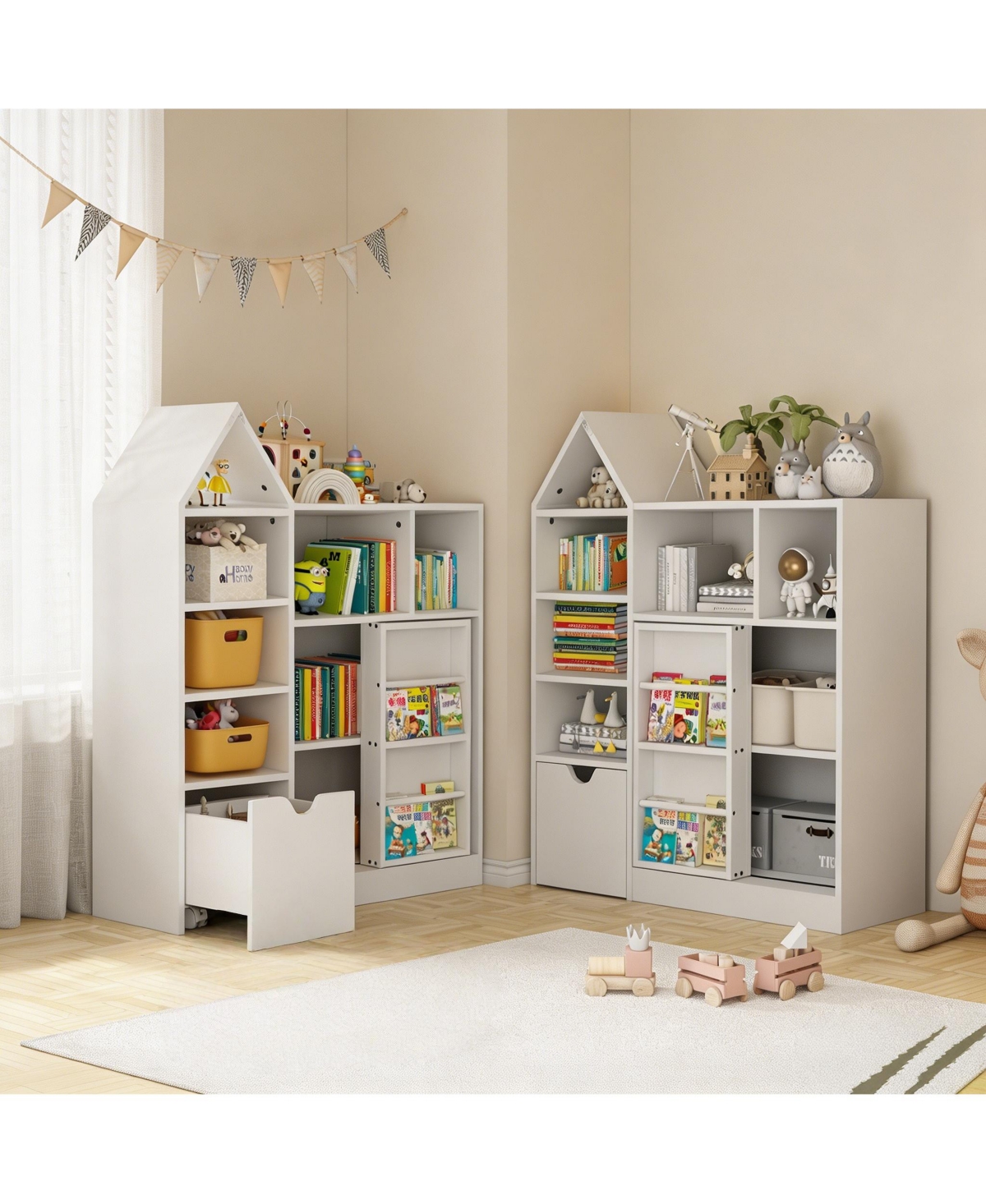 Click here for homfan Kids 7-Cubby Bookshelf with Removable Drawe... prices
