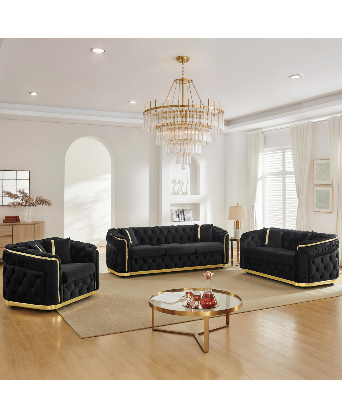 Click here for Streamdale Furniture 3-Piece Velvet Chesterfield S... prices