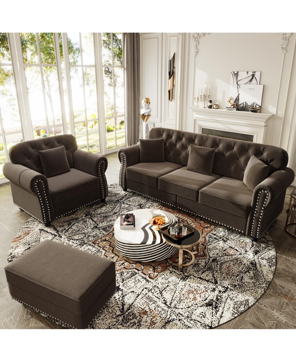 Click here for Streamdale Furniture Velvet Chesterfield Sofa with... prices