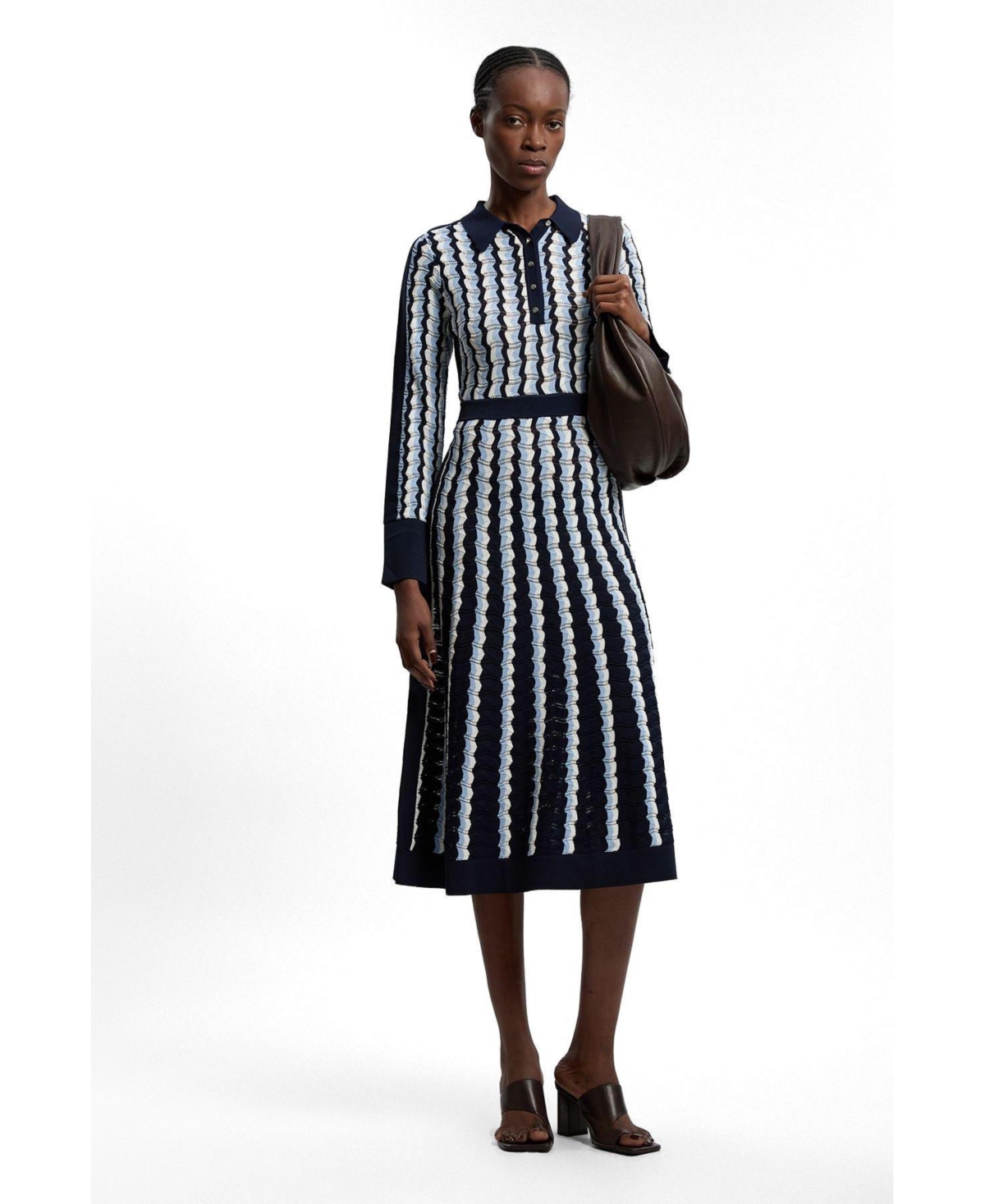 Click here for Karen Millen Womens Pointelle Collared Midi Dress... prices