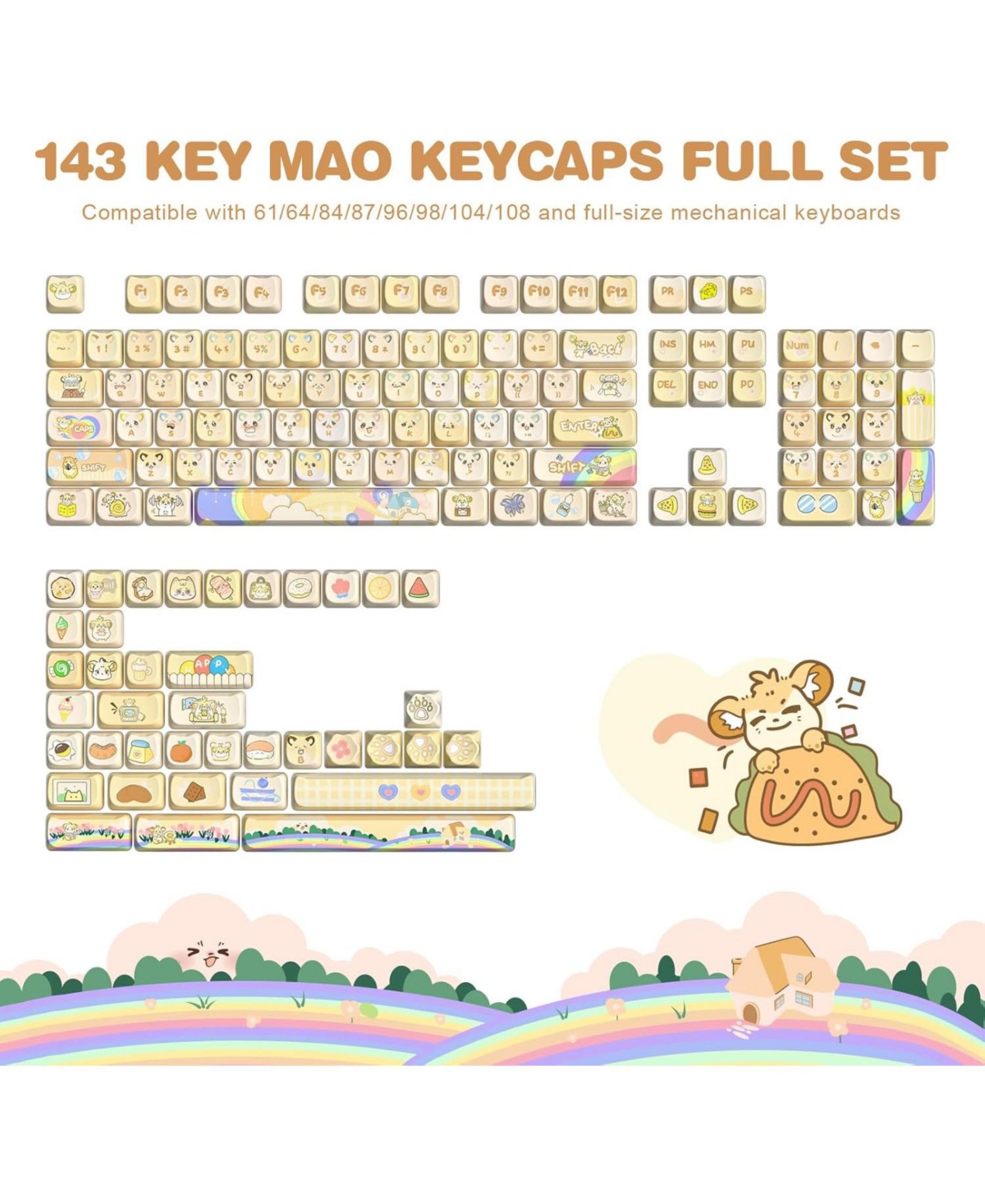 Click here for Lamicall Cute Cat Mao Profile Dye-Sub Pbt Full Key... prices