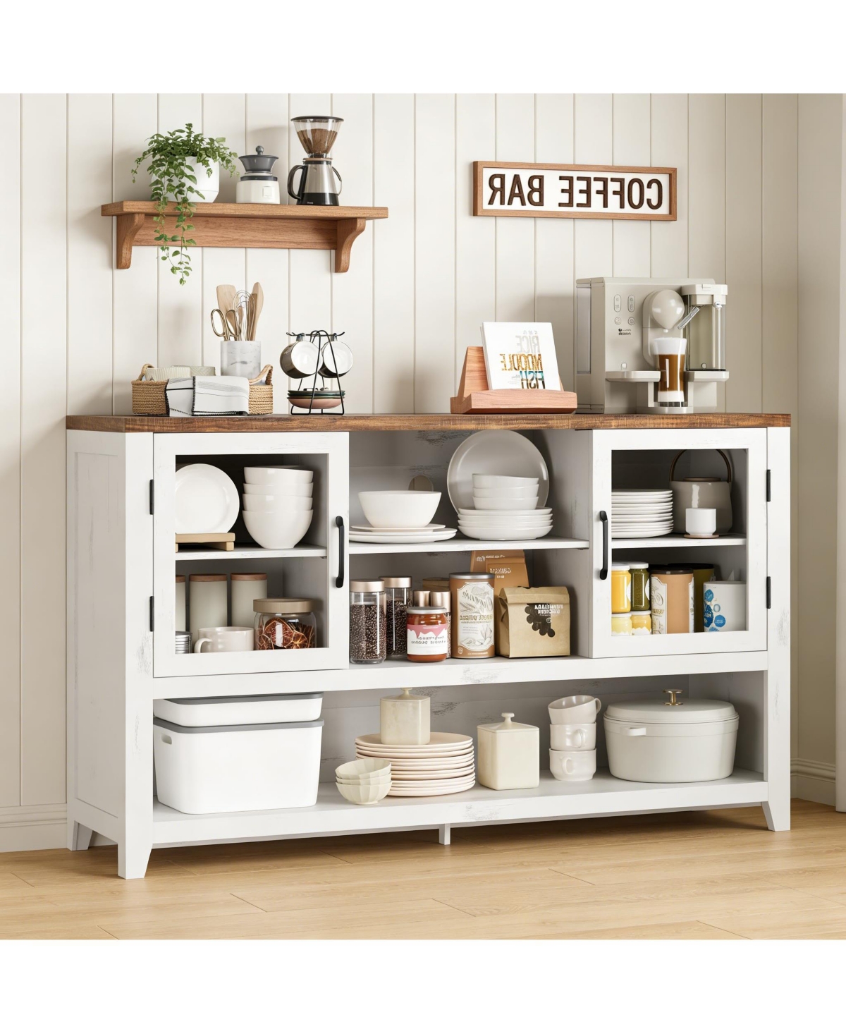 Click here for homfan 53 Kitchen Sideboard Buffet Cabinet with Gl... prices