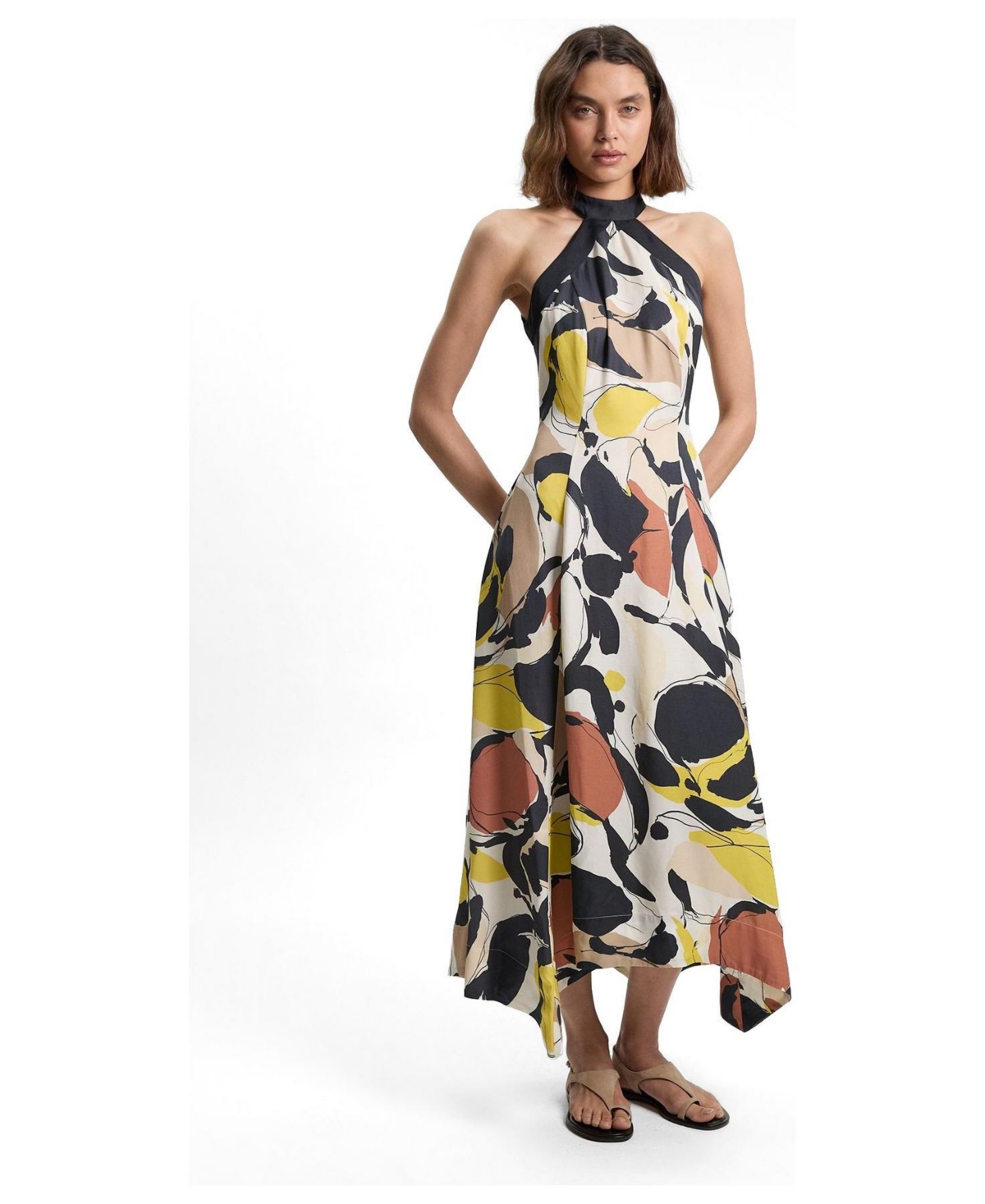 Click here for Karen Millen Womens Abstract Print Halter Maxi Dre... prices