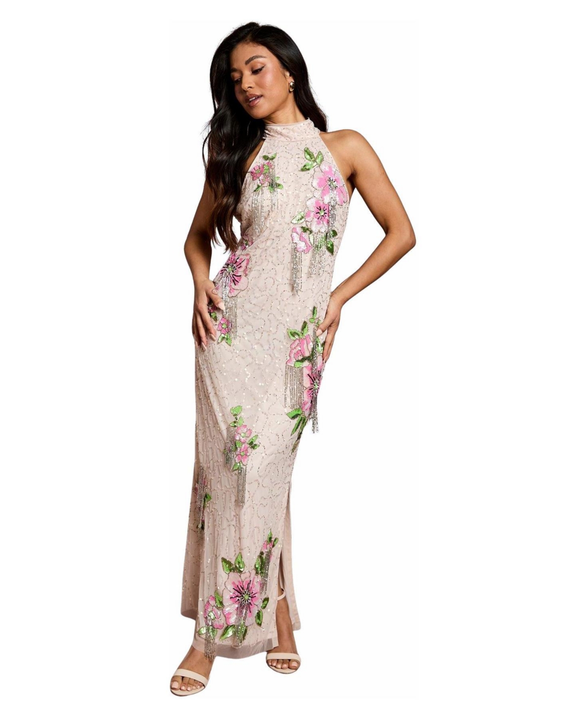 Click here for Coast Womens Sequin Maxi Pencil Dress - Champagne prices