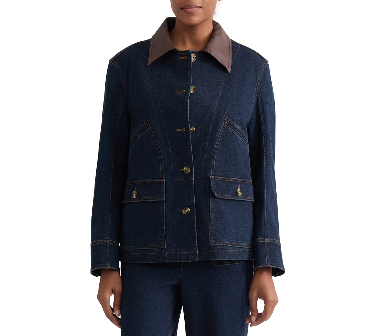 Click here for Jones New York Womens Contrast Collar Button-Front... prices