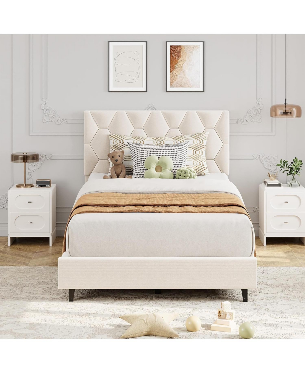 Click here for gaomon Twin Upholstered Bed Frame  Heavy Duty Plat... prices