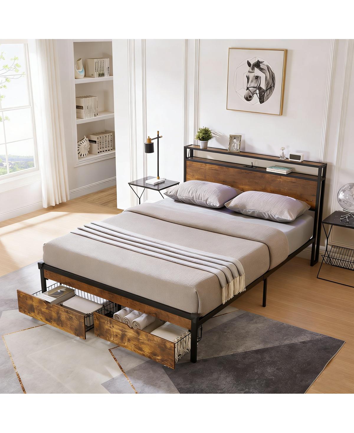 Click here for Streamdale Furniture Metal Platform Bed Frame with... prices