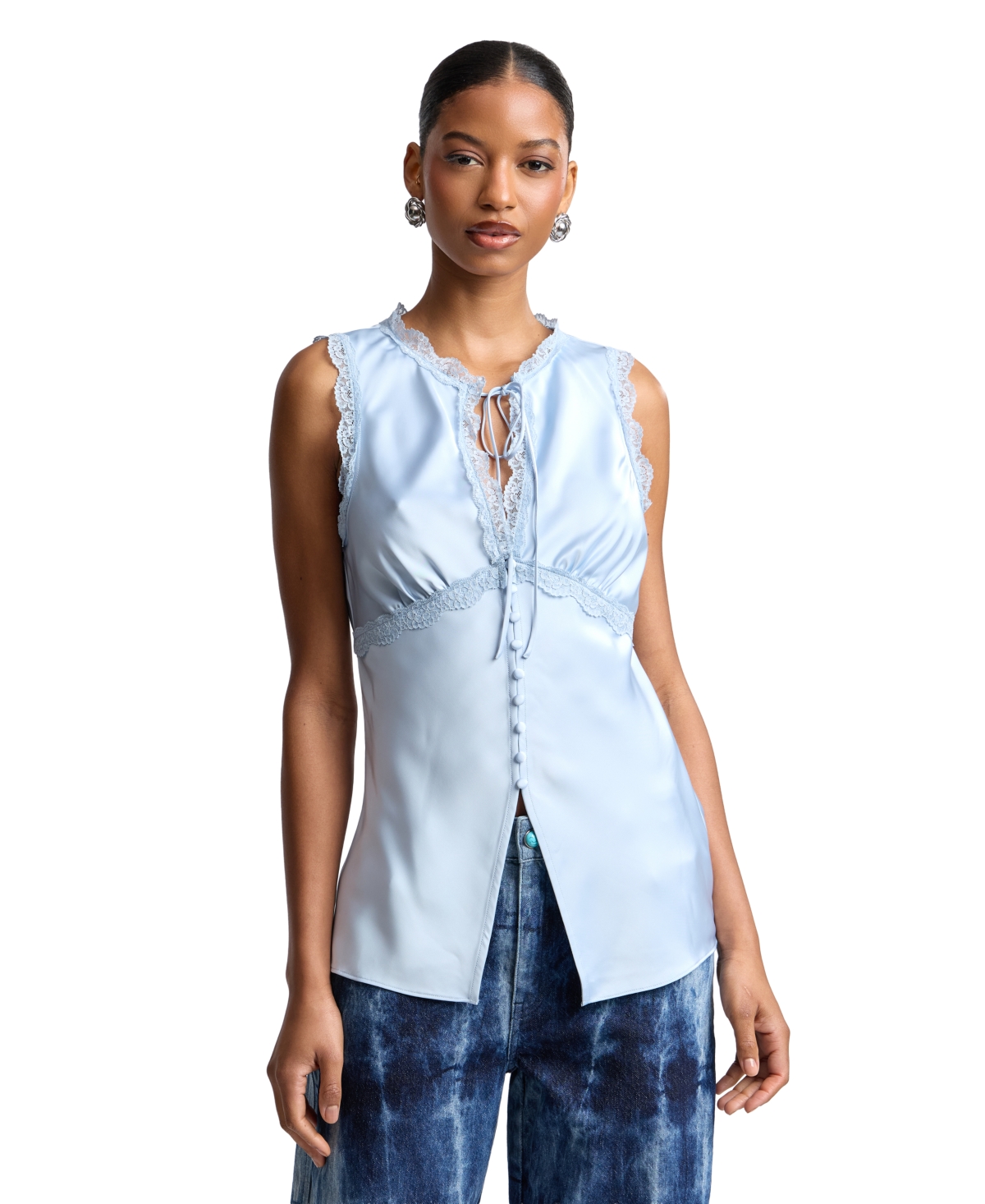 Click here for Avec Les Filles Womens Keyhole Cutaway Empire Top... prices