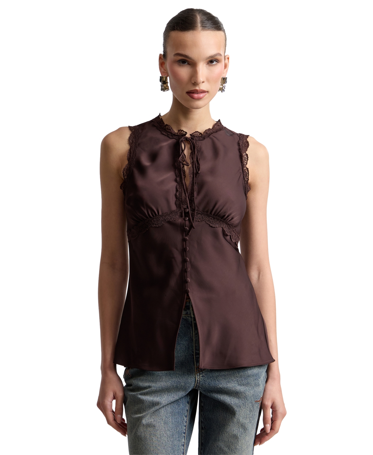 Click here for Avec Les Filles Womens Keyhole Cutaway Empire Top... prices