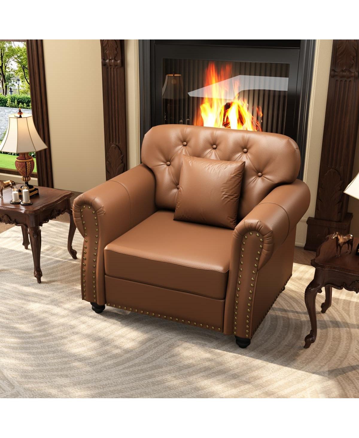 Click here for Maison Boucle 41.3 Faux Leather Sofa Chair  Tufted... prices