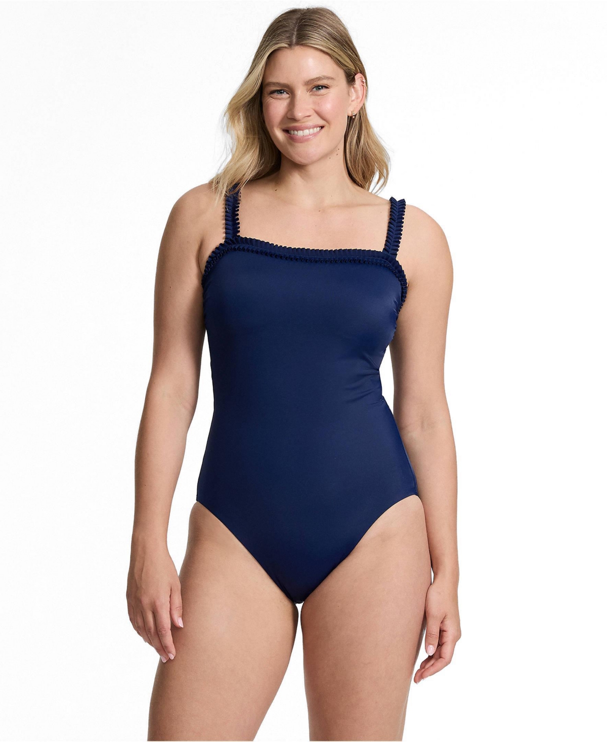 Click here for Lands End Womens Tugless Pleated Ruffle One Piece... prices