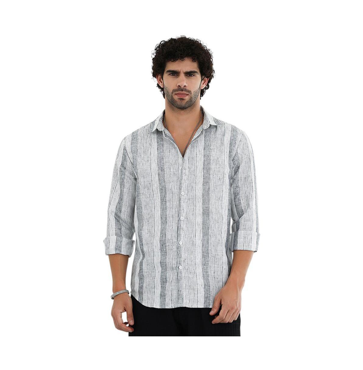 Click here for Campus Sutra Mens Pincandy-Striped Regular Shirt -... prices