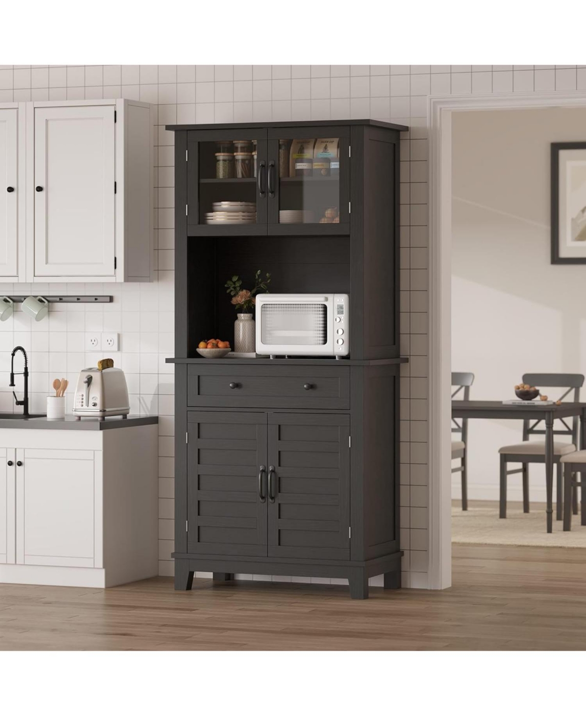 Click here for homfan Farmhouse 72 Coffee Bar Cabinet with Glass... prices