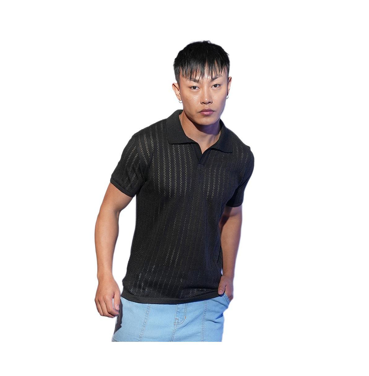 Click here for Campus Sutra Mens Stripe-Textured Polo T-Shirt - M... prices