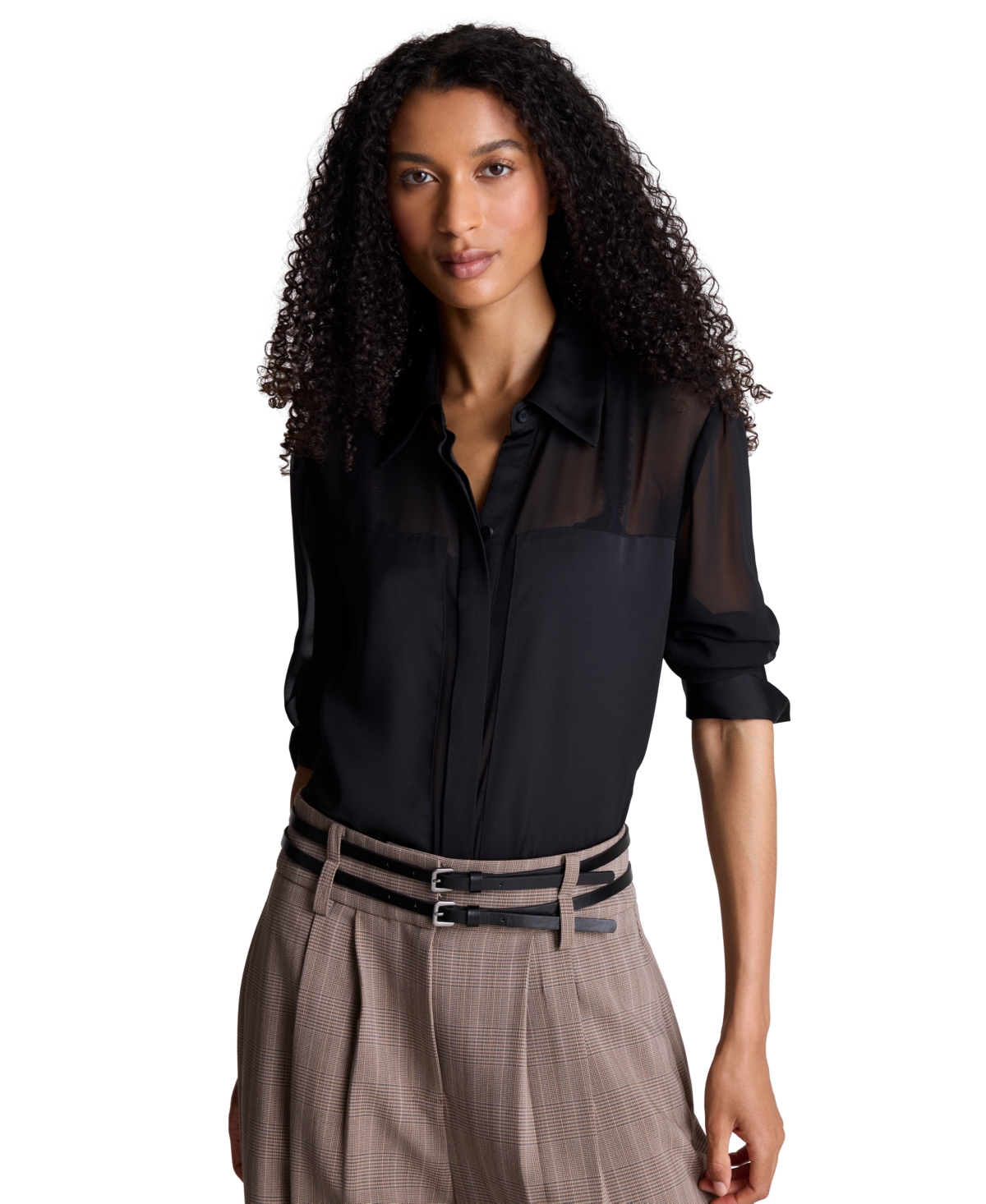 Click here for Kenneth Cole Womens Long-Sleeve Button Front Shirt... prices