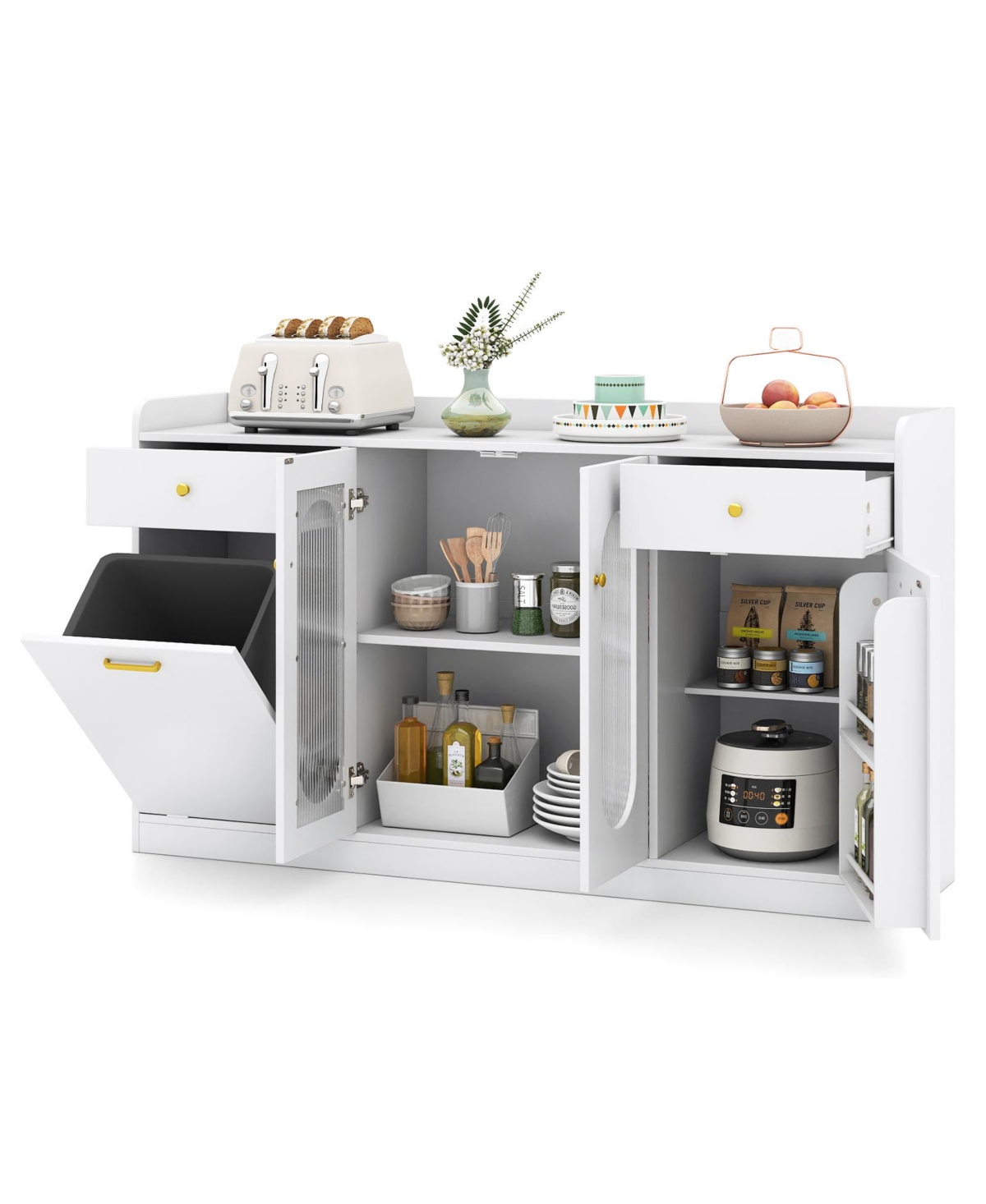 Click here for Costway 55 Large Buffet Cabinet with 2 Glass Doors... prices