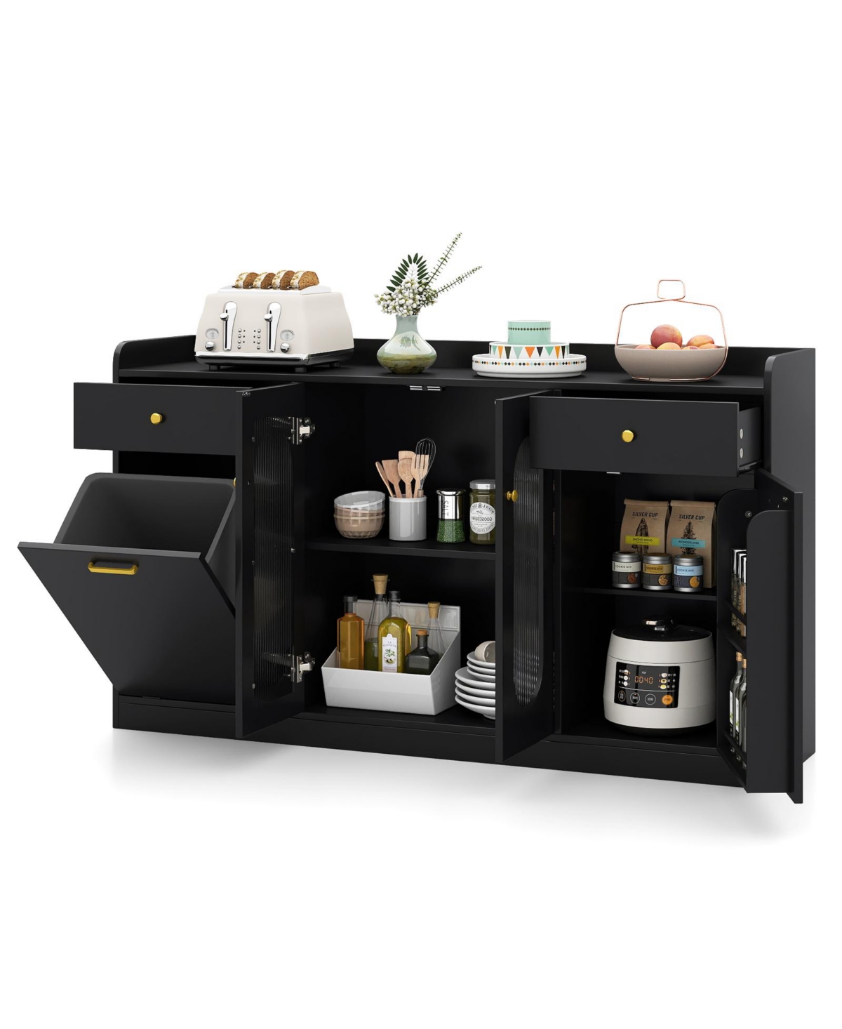 Click here for Costway 55 Large Buffet Cabinet with 2 Glass Doors... prices