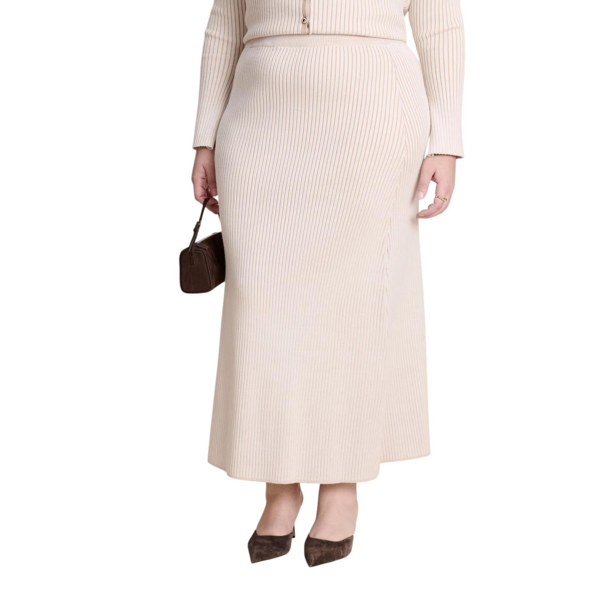 Click here for Eloquii Womens Ribbed Sweater Trumpet Maxi Skirt -... prices