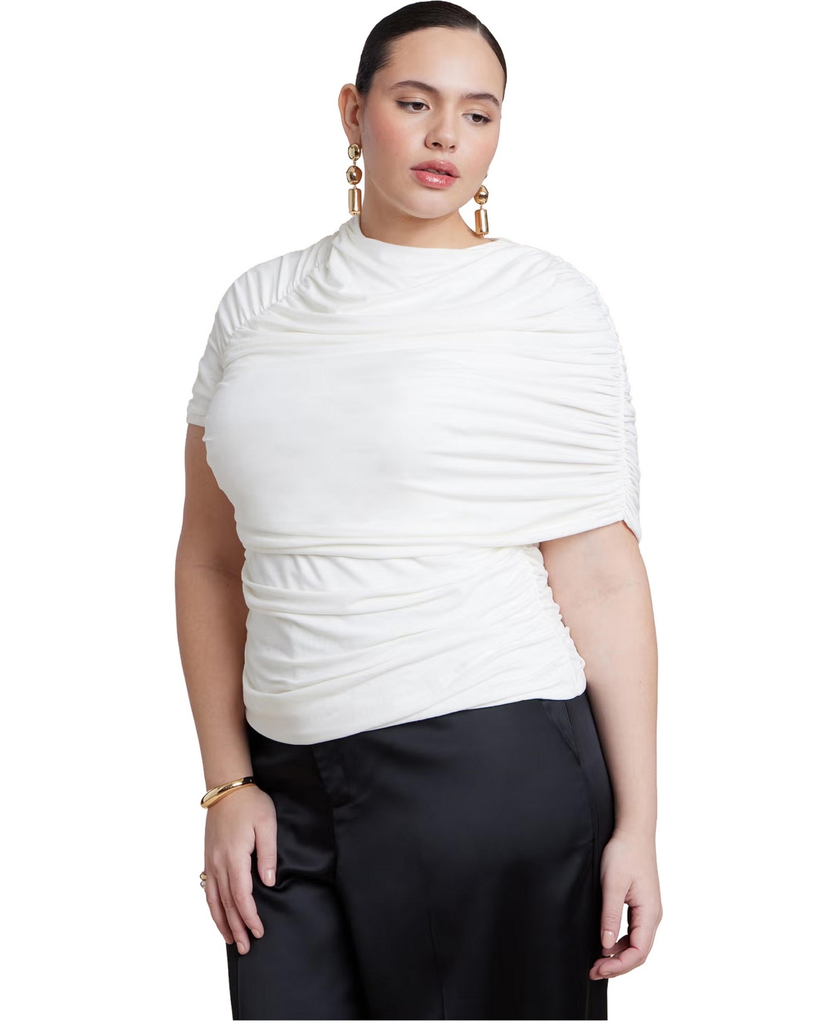 Click here for Eloquii Plus Size Sleeve Overlay Draped Womens Top... prices