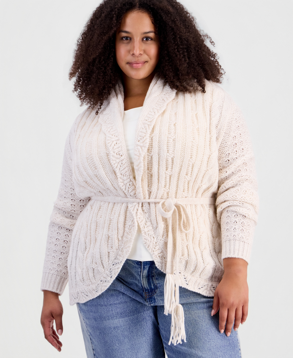 Click here for And Now This Trendy Plus Size Shawl-Collar Tie Poi... prices
