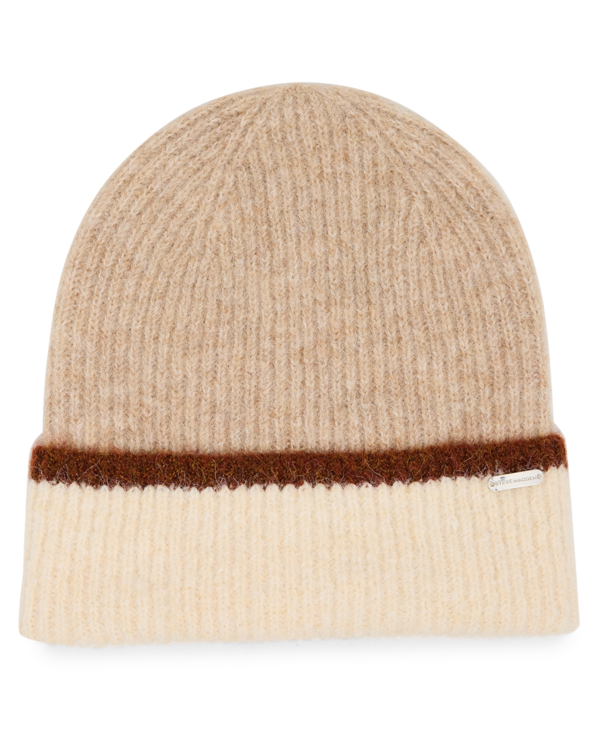 Click here for Steve Madden Colorblock Cuff Beanie - Taupe prices
