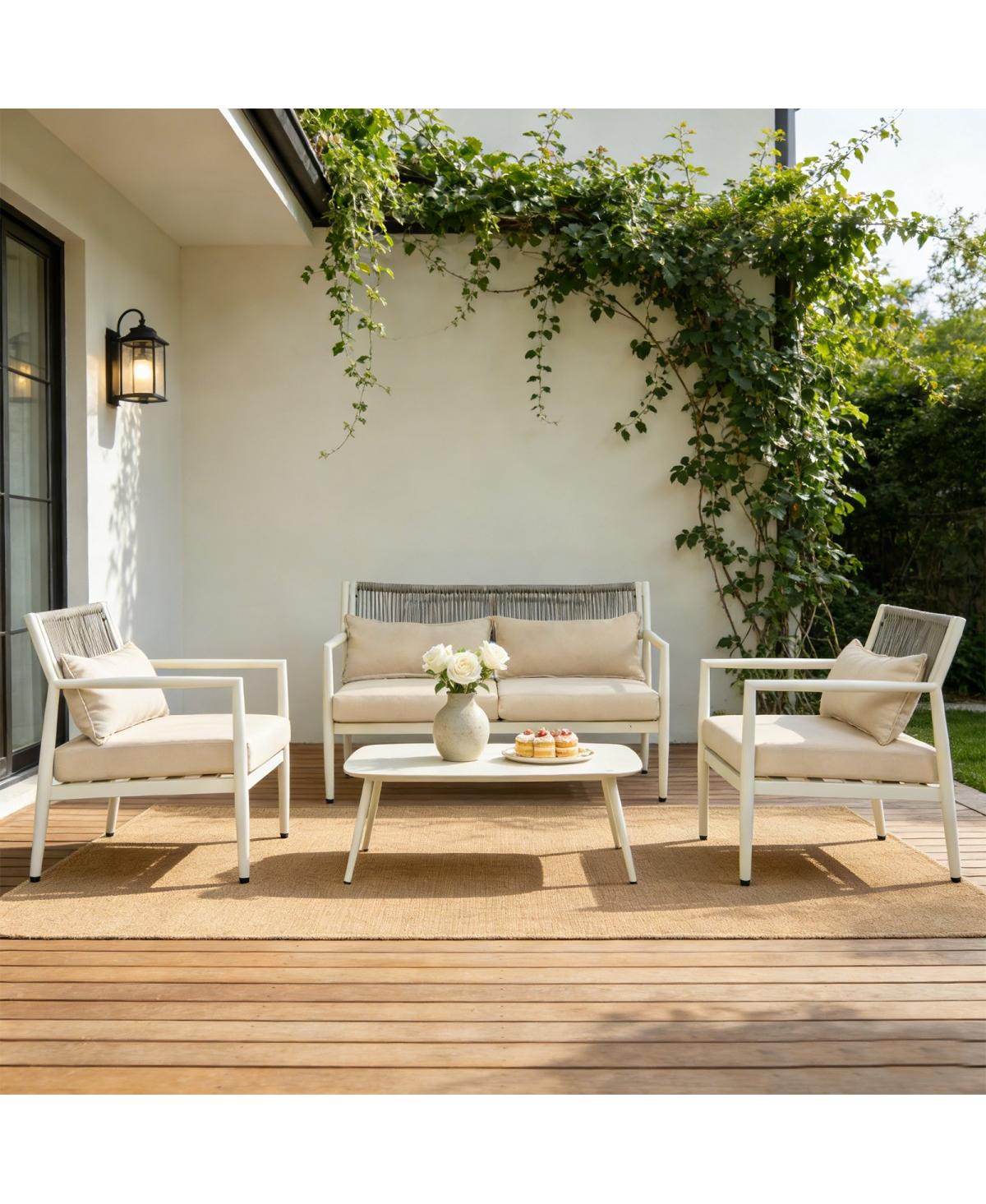 Click here for Asagikoiai 4 Piece Outdoor Patio Conversation Set... prices