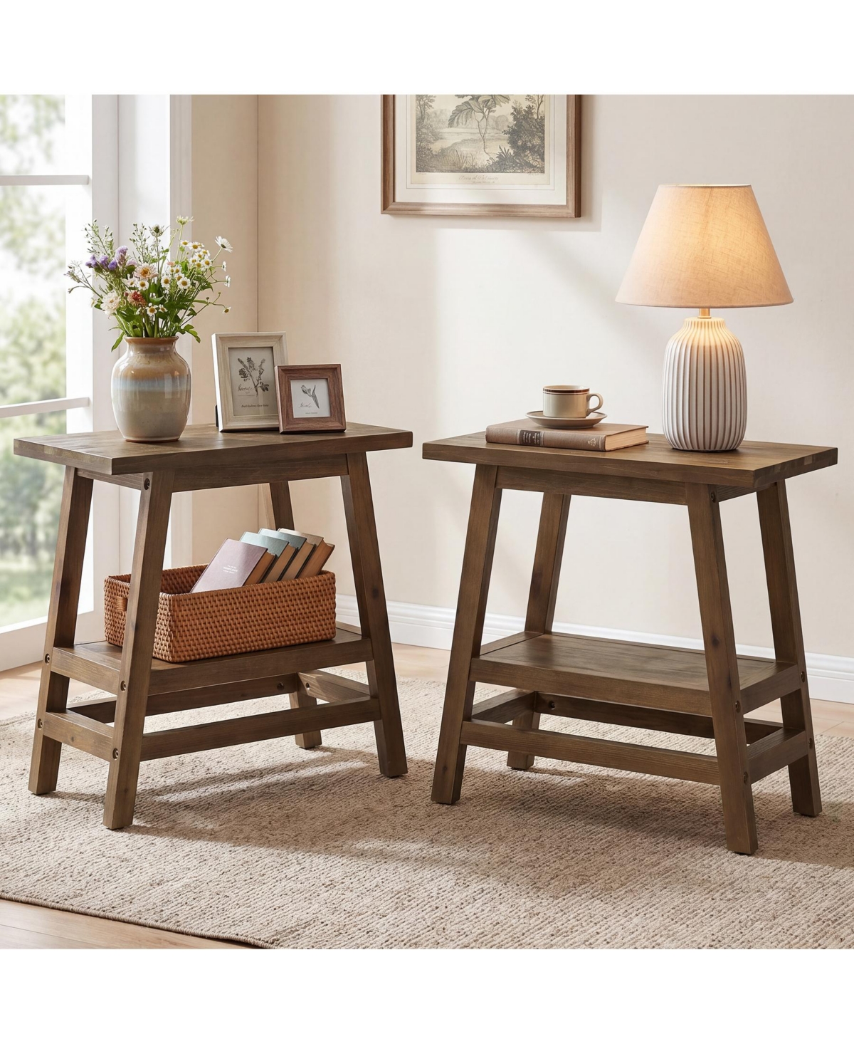Click here for Tribesigns Solid Wood End Table Set of 2  2-Tier S... prices