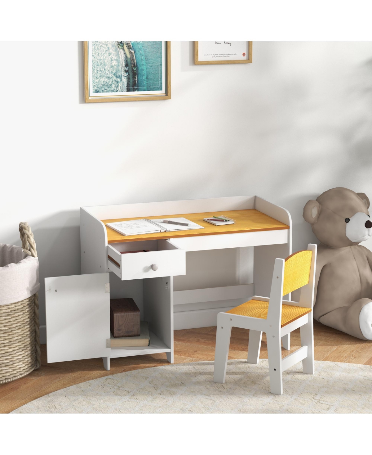 Click here for Clihome Kids Desk and Chair Set with Storage Drawe... prices