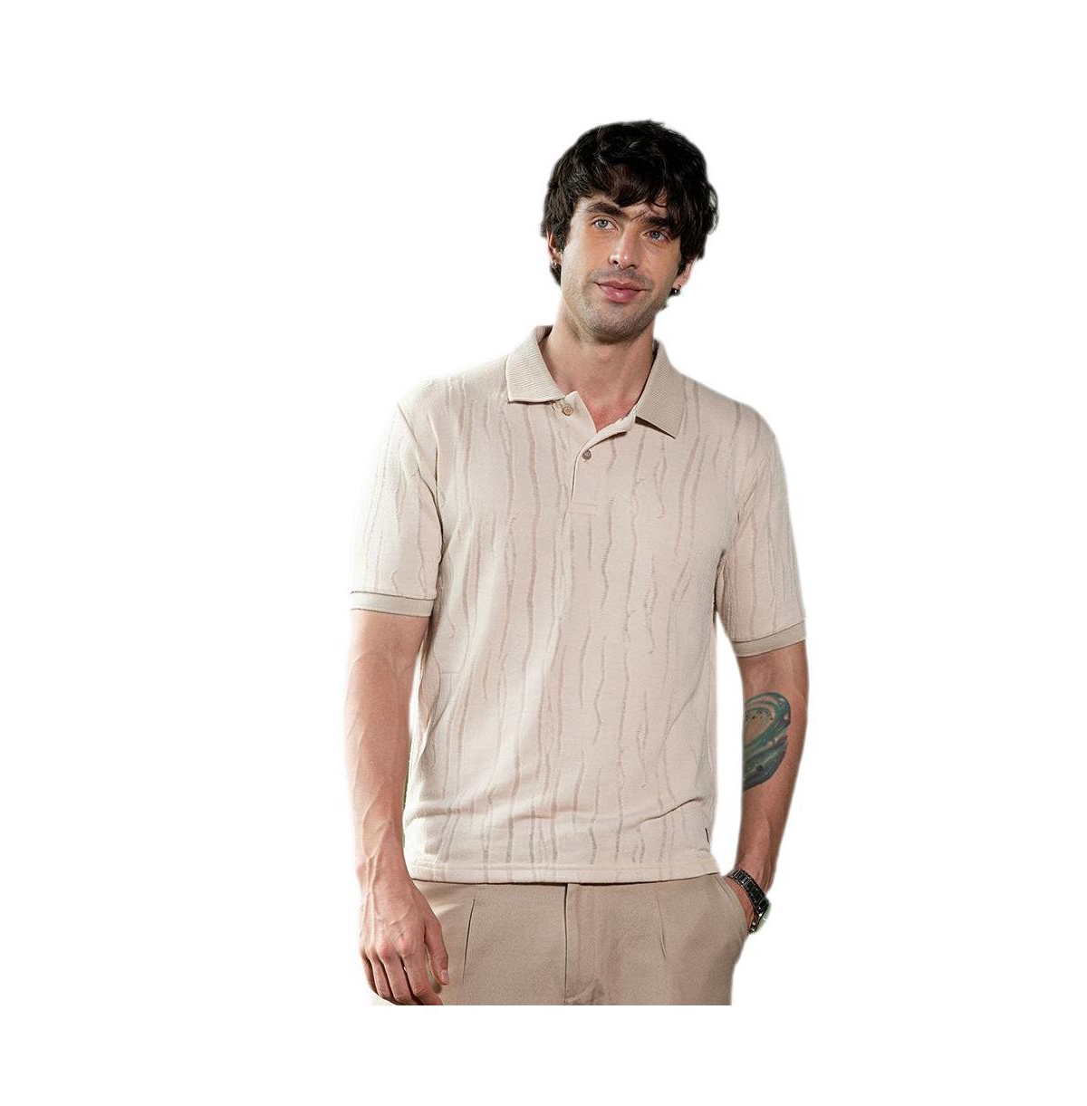Click here for Campus Sutra Mens Crevice-Jacquard Polo T-Shirt -... prices