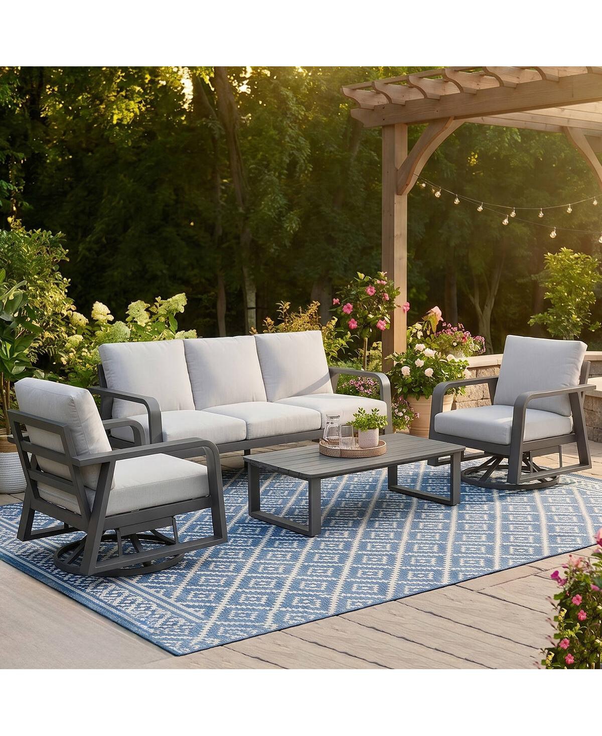 Click here for Asagikoiai 4-Piece Aluminum Patio Furniture Set  A... prices