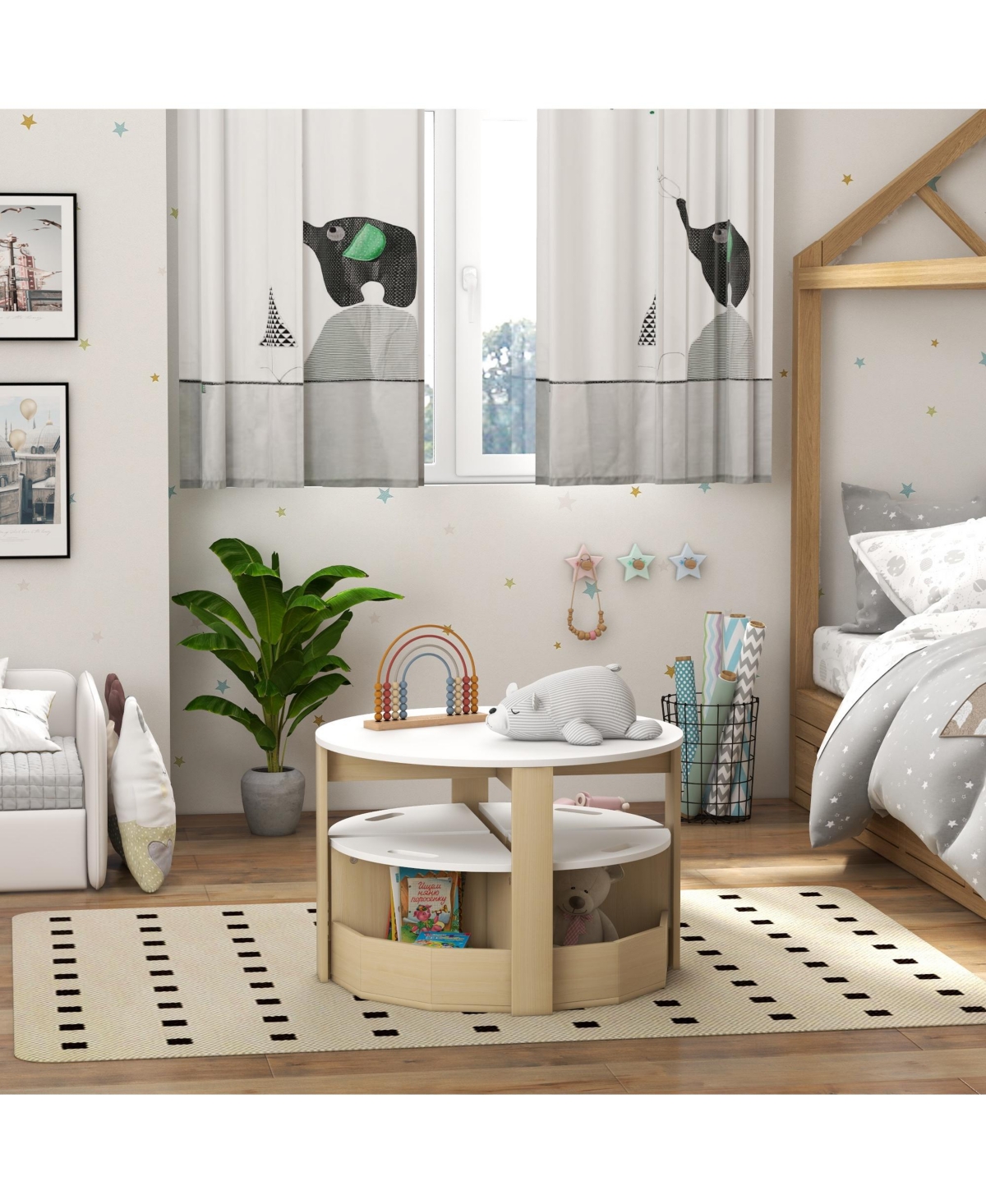 Click here for Clihome 5-Piece Kids Table and Chair Set with Stor... prices