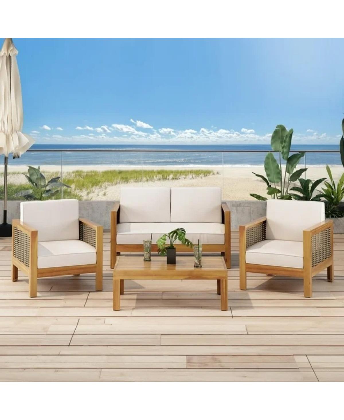 Click here for Asagikoiai 4-Piece Acacia Wood Patio Furniture Con... prices