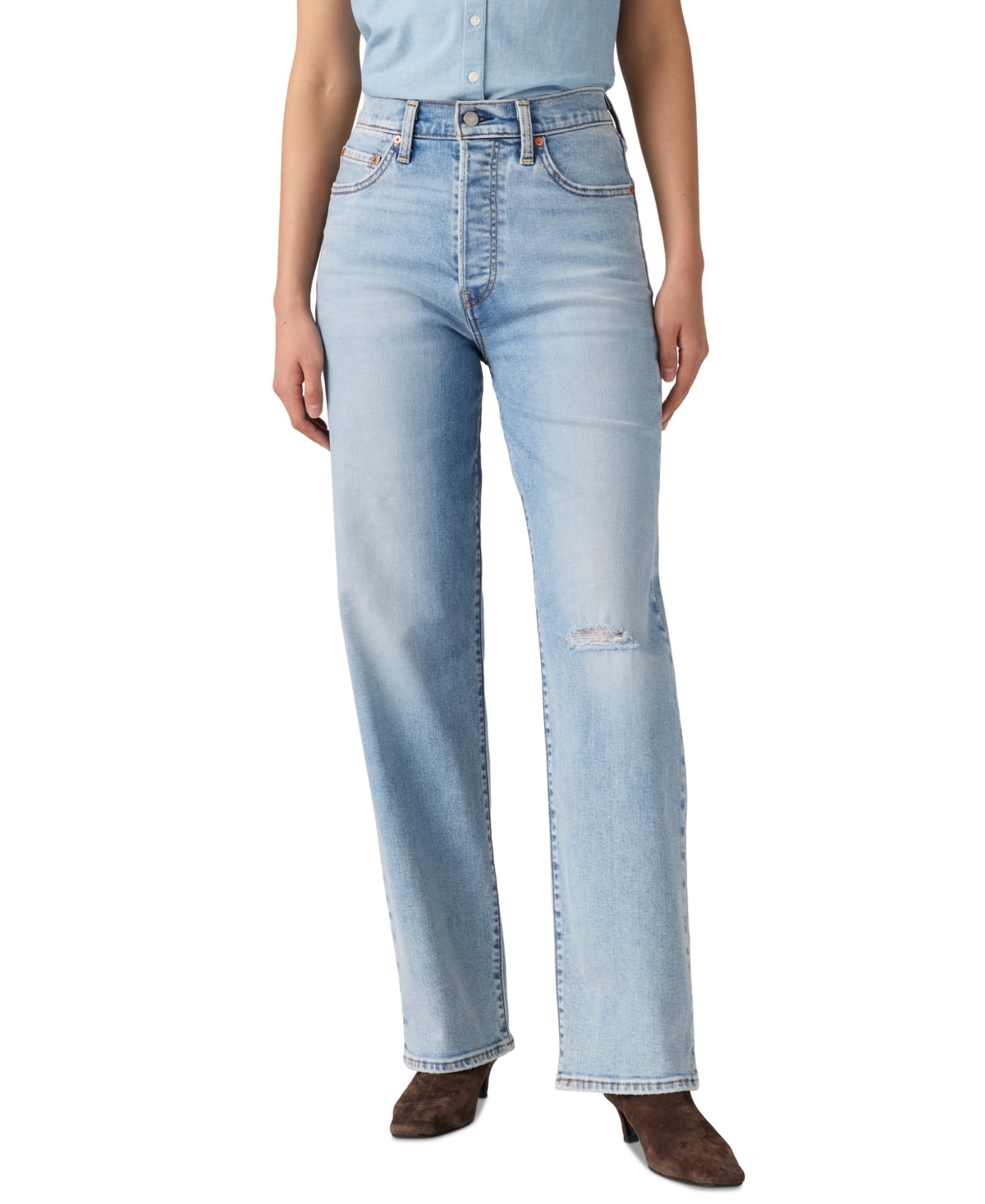 Click here for Levis Womens Ribcage High-Rise Straight-Leg Jeans... prices