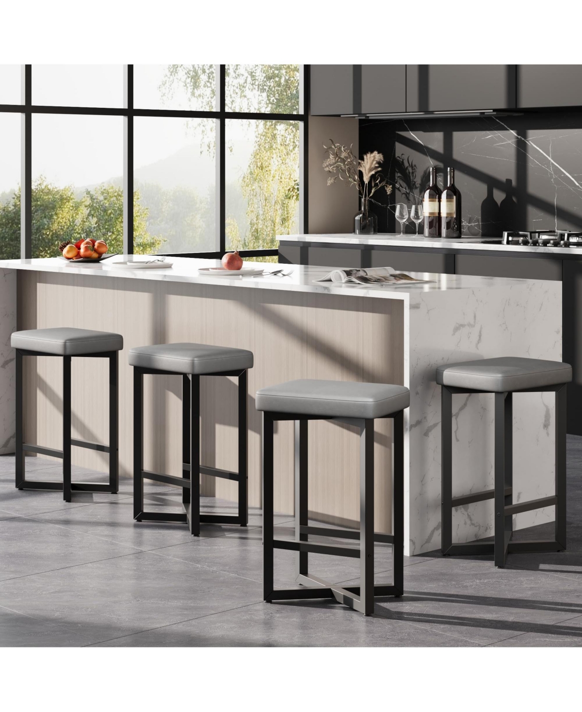 Click here for homfan Counter Height Bar Stool Set with Pu Padded... prices