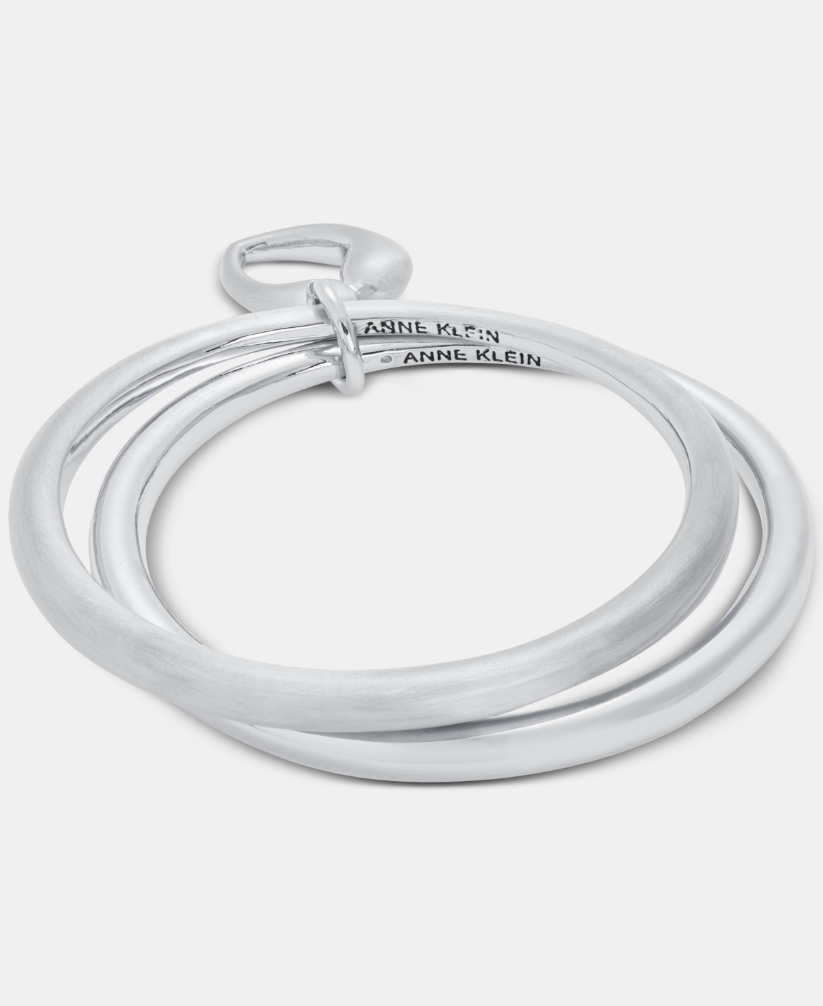 Click here for Anne Klein Puffy Heart Charm Bangle Bracelets  2-P... prices